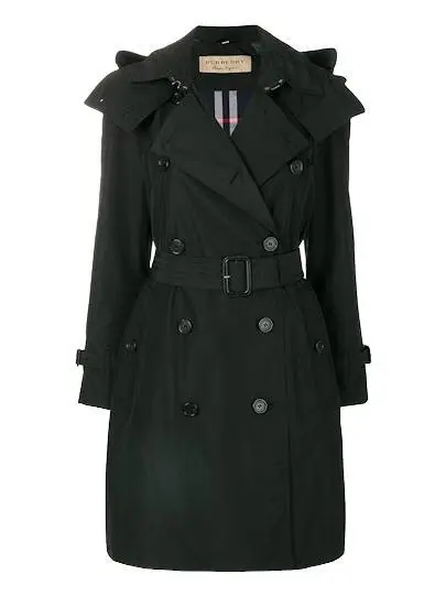 Burberry Amberford Hooded Shell Trench Coat - Black