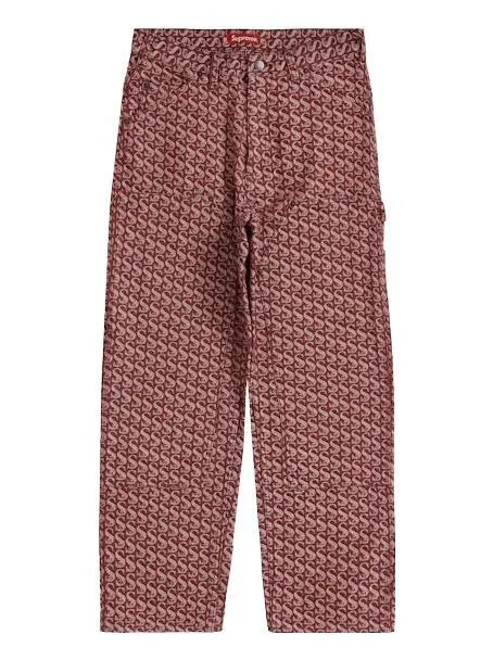 Supreme Monogram Double Knee Denim Painter Pant - Red