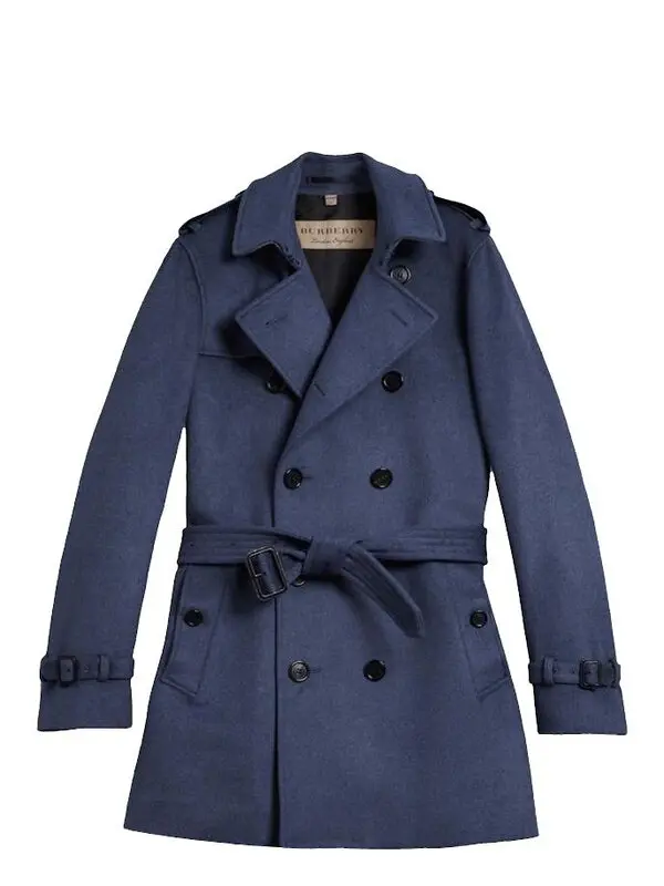 Burberry Wool Cashmere Trench Coat - Blue