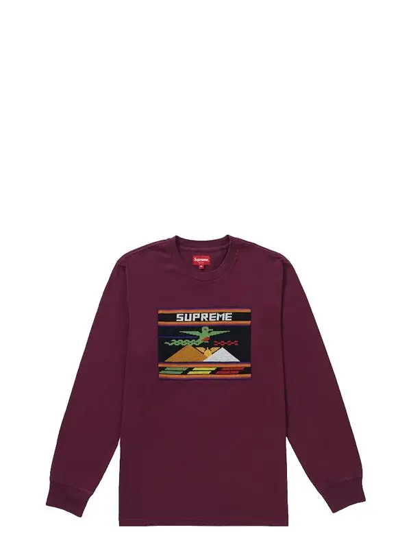 Supreme Needlepoint Patch Long Sleeve Top - Purple