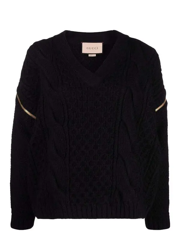 Gucci Detachable Sleeves Knit Sweatshirt - Black