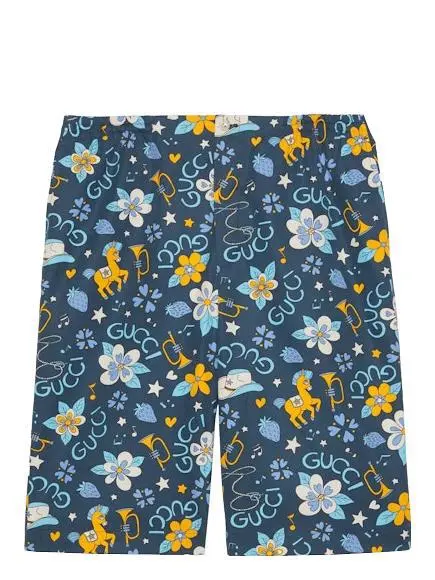 Gucci Printed Cotton Shorts - Blue