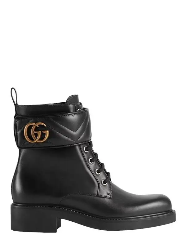 Gucci Double G 40mm Ankle Boot - Black/gold
