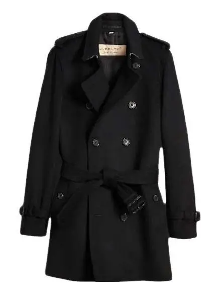 Burberry Wool Cashmere Trench Coat - Black