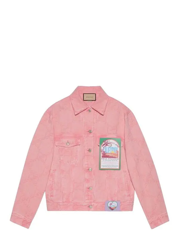 Gucci Gg Supreme Pattern Denim Jacket - Pink