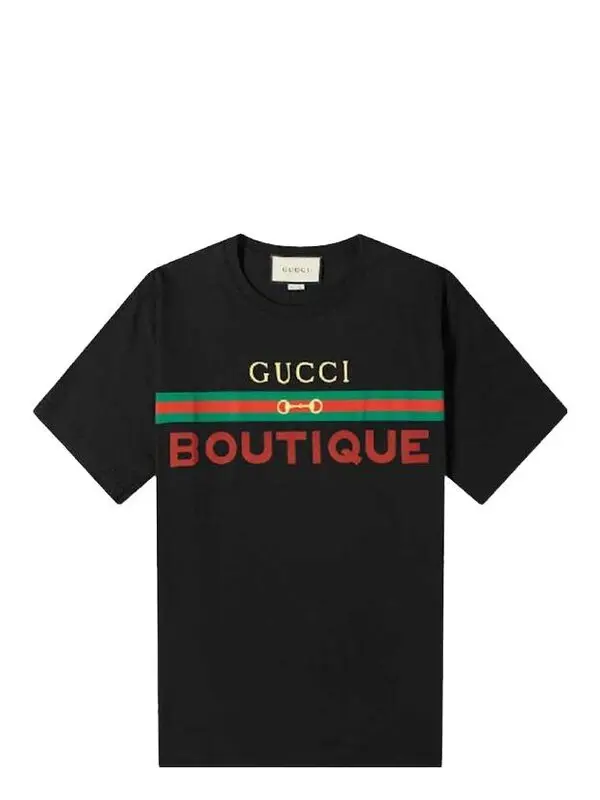 Gucci Boutique Print Cotton T-shirt - Black