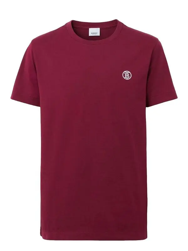 Burberry Tbembroidered Cotton T-shirt - Dark Red