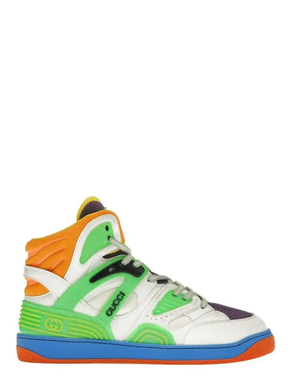 Gucci Basket High-top Sneakers - White Demetra/green/purple