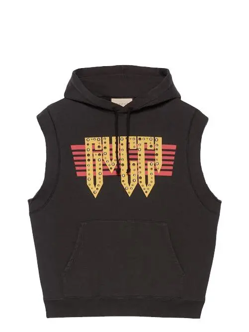 Gucci Cotton Jersey Sleeveless Sweatshirt - Black/yellow/red