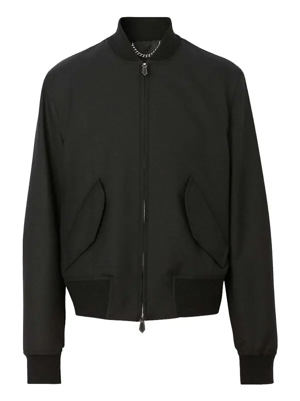 Burberry Zip-up Wool Jacket - Black