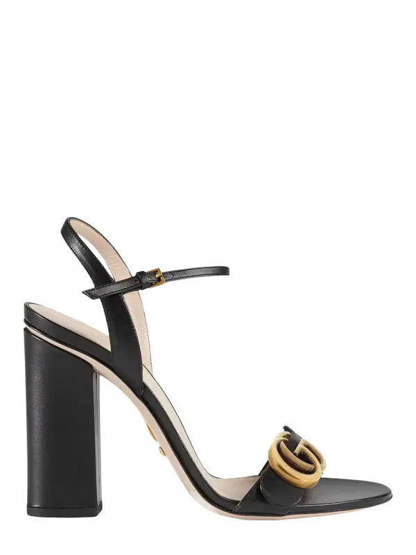 Gucci Gg 105mm Heeled Sandal - Black/gold