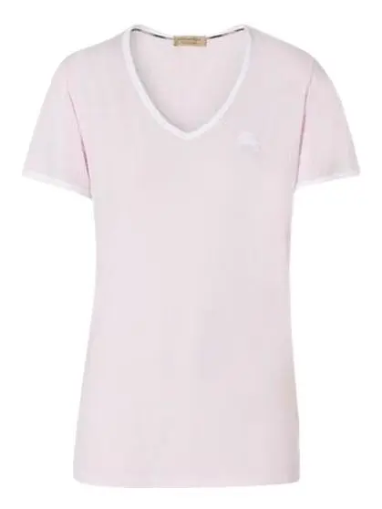 Burberry Embroidered Monogram V-neck T-shirt - Pink/white