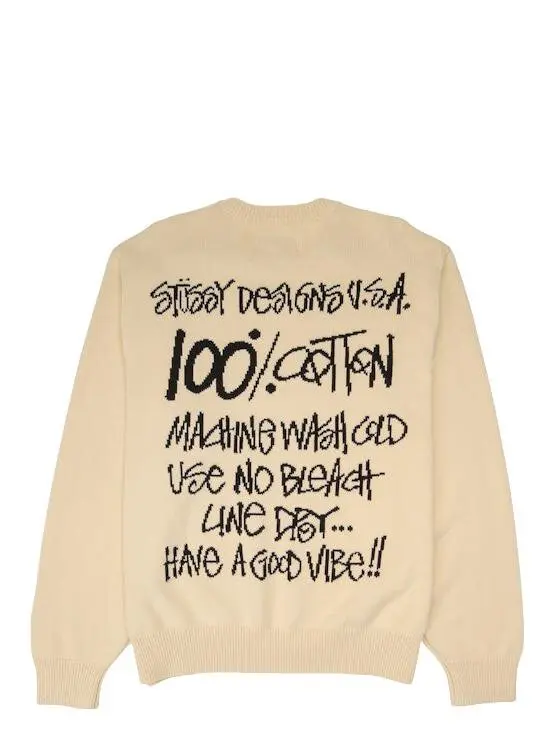 StÜssy Care Label Crewneck Sweater - Natural
