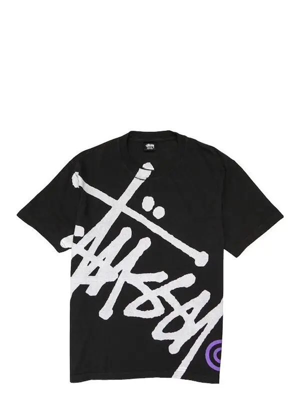 StÜssy Big Basic Pigment Dyed Tee Shirt - Black/purple