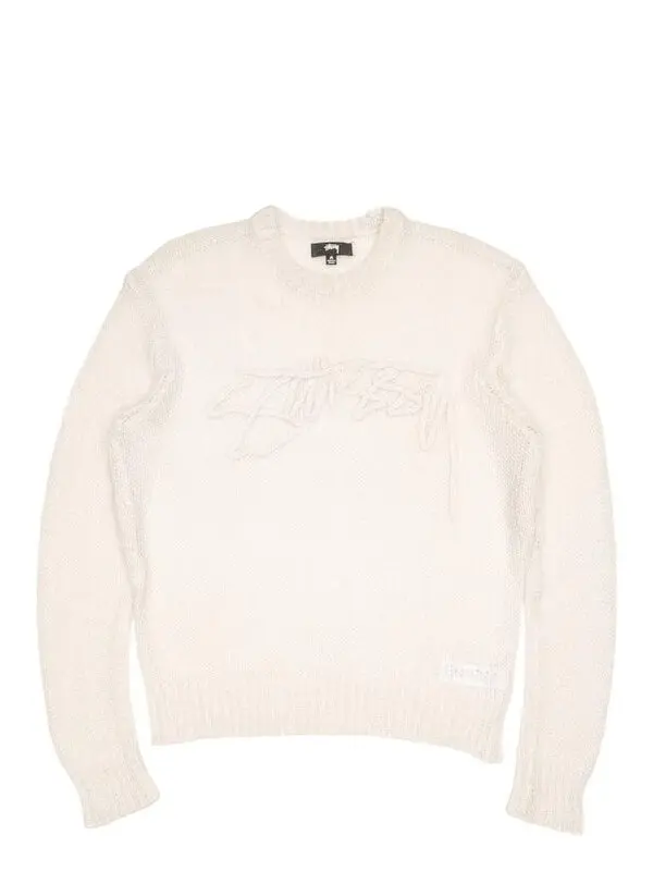 StÜssy Loose Knit Logo Sweater - Bone