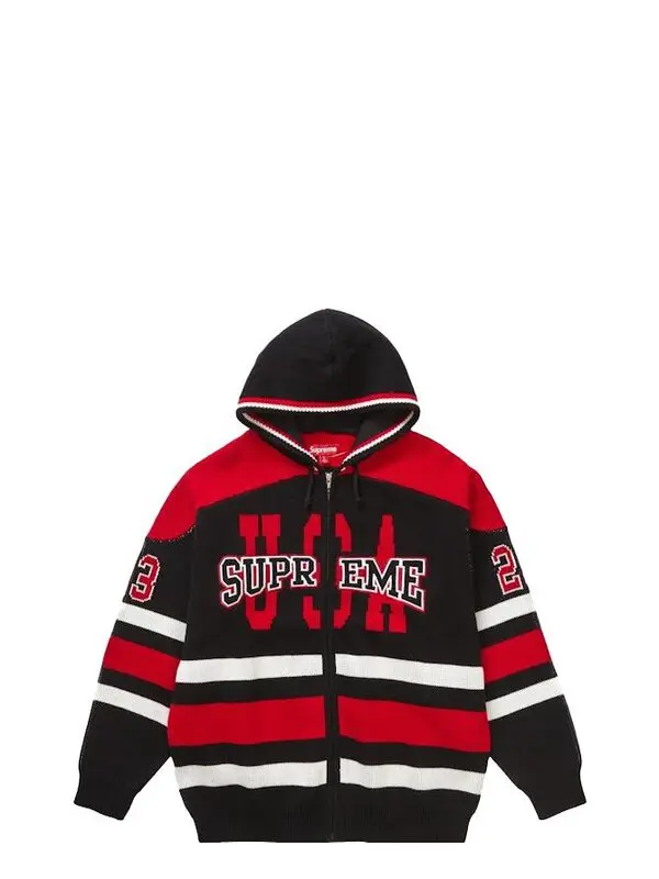 Supreme Usa Zip-up Hooded Sweater - Black