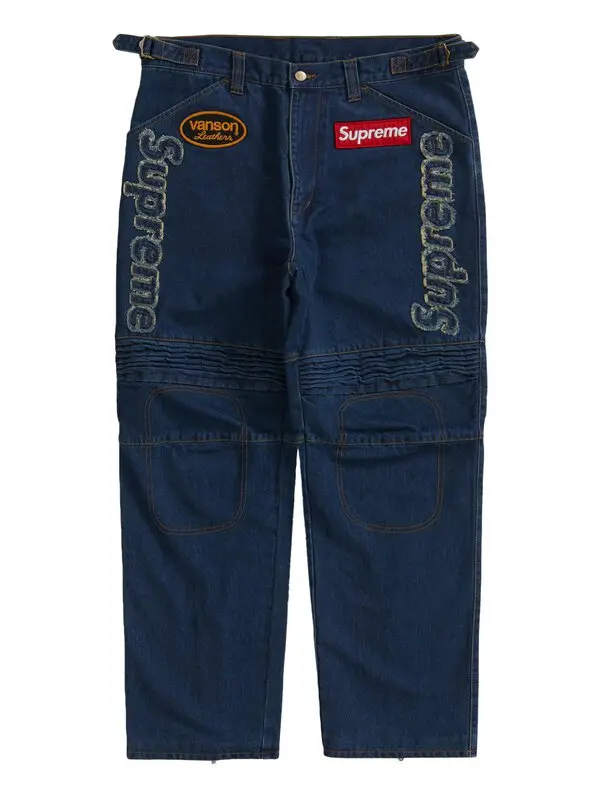 Supreme Vanson Leathers Cordura Denim Racing Pant - Blue