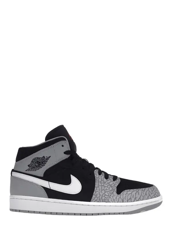 JORDAN 1 Mid Se Elephant Print Sneakers - Black/white/light Smoke Gray