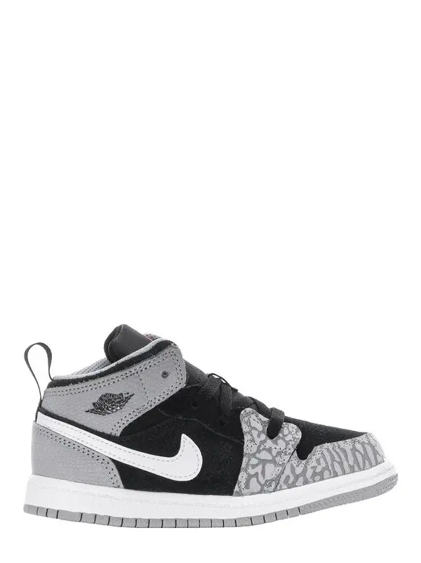 JORDAN 1 Mid Elephant Print Sneakers - Black/white/light Smoke Grey