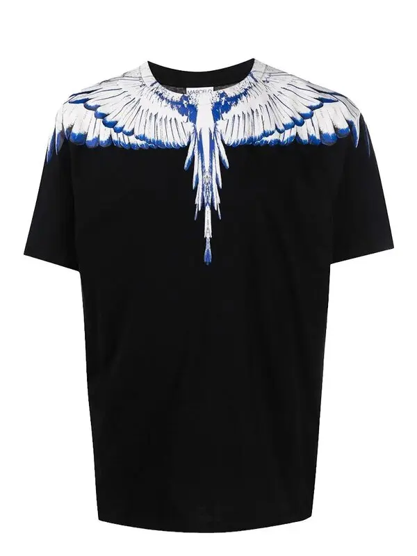 MARCELO BURLON COUNTY OF MILAN Wings Print T-shirt - Black/white/blue