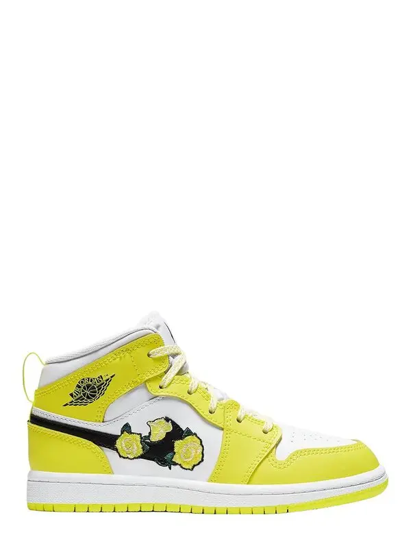JORDAN 1 Mid Floral Sneakers - Dynamic Yellow/white/black