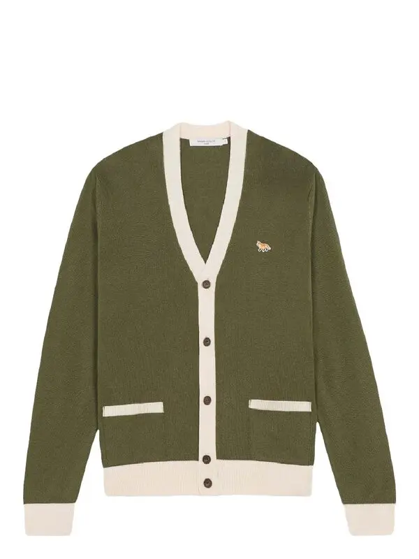Maison Kitsuné Classic Cardigan With Baby Fox Patch - Khaki Grey