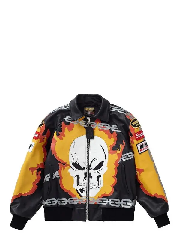 Supreme Leather Ghost Rider Jacket - Black