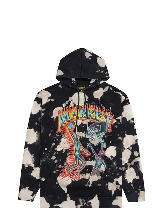 MARKET Skelly Digital Dunk Hoodie - Black Bleach