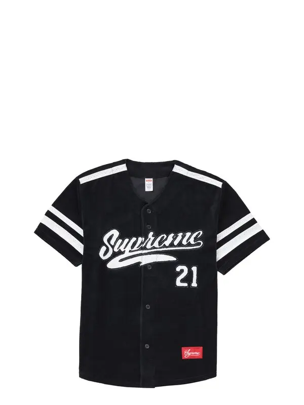 Supreme Velour Baseball Jersey - Black