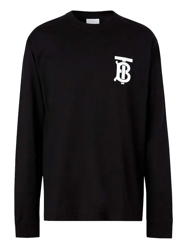 Burberry Logo Cotton Long Sleeve T-shirt - Black