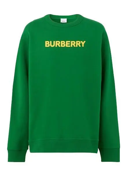Burberry Logo Print Cotton Sweater - Ivy Green/yellow