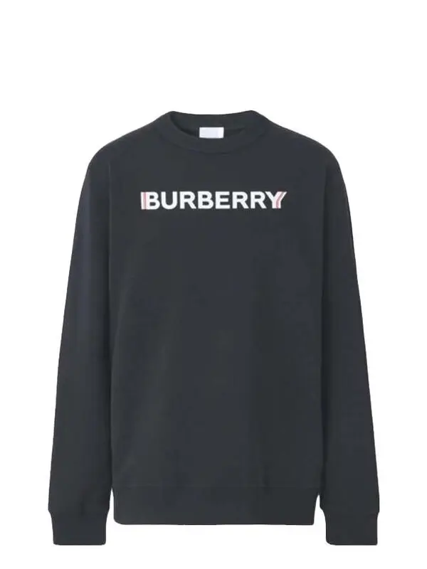 Burberry Logo Print Cotton Sweatshirt - Black