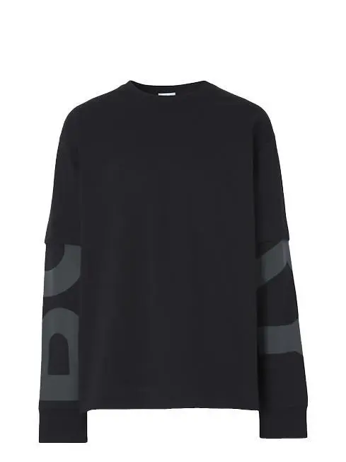Burberry Mitchell Logo Print Cotton Sweatshirt - Black