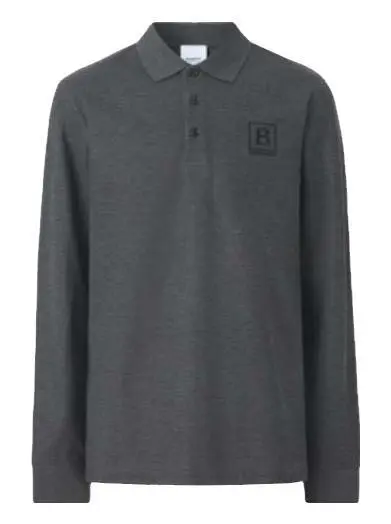 Burberry Long Sleeve Polo Shirt - Charcoal Grey