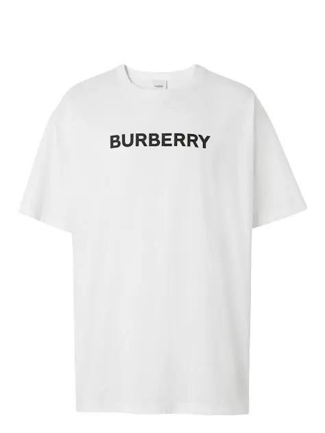 Burberry Logo Print Cotton Oversized T-shirt - White/black