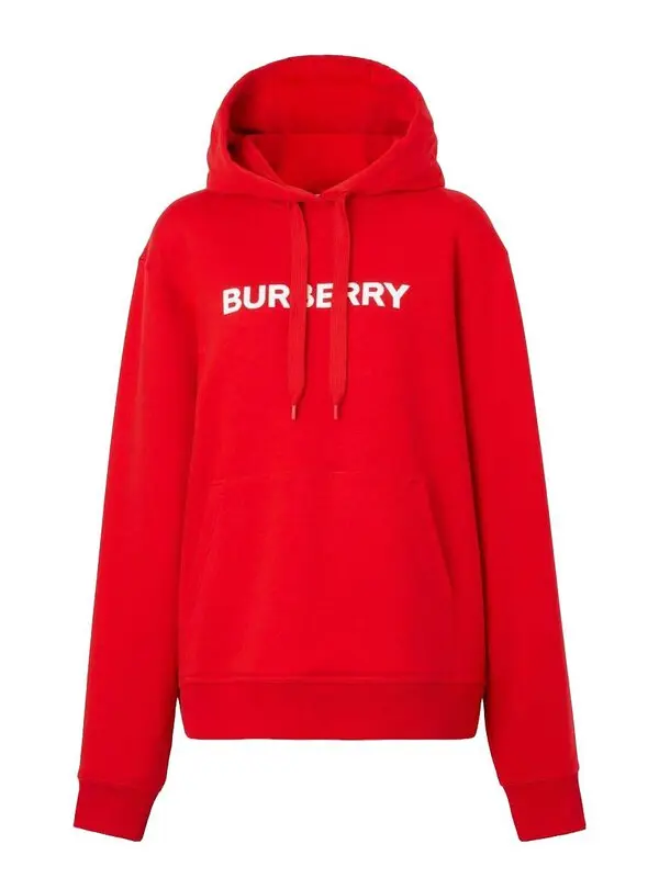 Burberry Cotton Logo Hoodie - Red