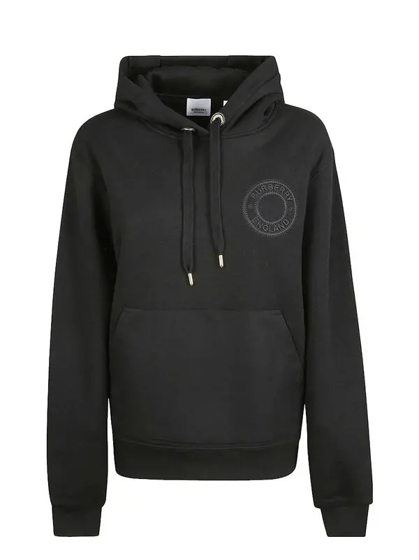 Burberry Logo Embroidered Hoodie - Black
