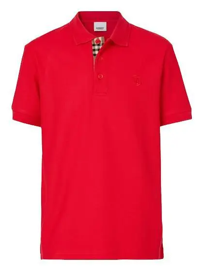 Burberry Monogram Motif Cotton Pique Polo Shirt - Bright Red/archive Beige