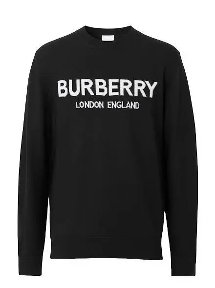 Burberry Logo Intarsia Wool Blend Sweater - Black/white