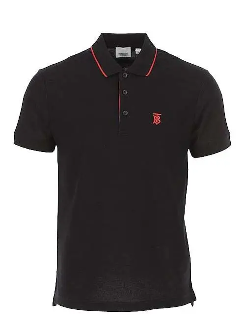 Burberry Monogrammotif Piqué Cotton Polo Shirt - Black