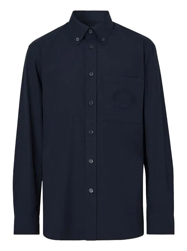 Burberry Logoembroidered Longsleeved Shirt - Midnight Blue