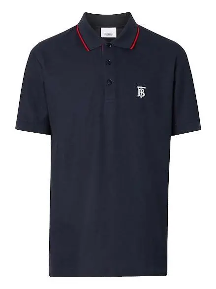Burberry Monogrammotif Piqué Cotton Polo Shirt - Navy Blue