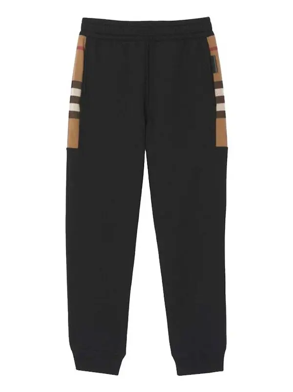 Burberry Milo Cottonblend Check Panel Sweatpants - Black