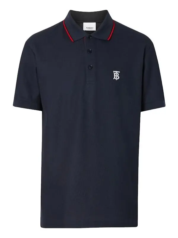 Burberry Logo Embroidered Polo Shirt - Navy Blue