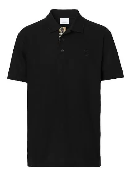 Burberry Monogram Motif Cotton Pique Polo Shirt - Black/archive Beige