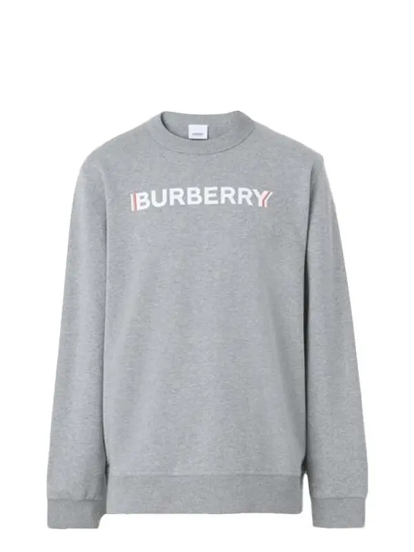 Burberry Logo Print Cotton Sweatshirt - Pale Grey Melange