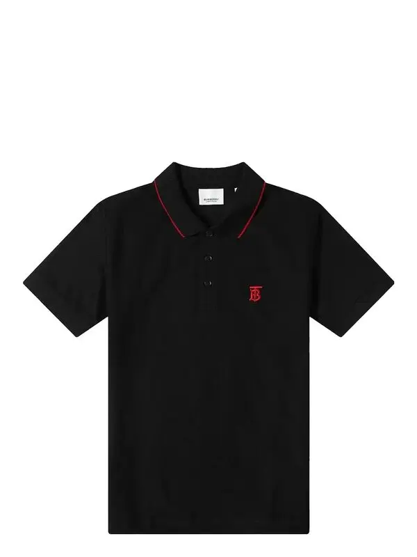 Burberry Logo Embroidered Polo Shirt - Black