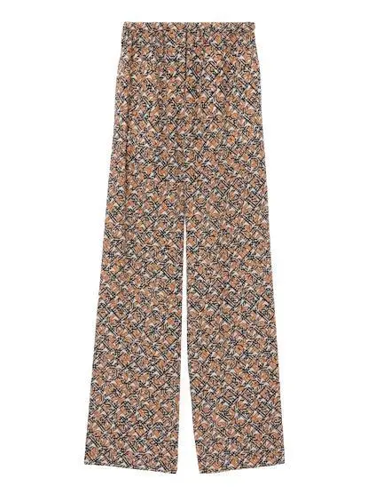 Burberry Monogram Print Silk Trousers - Orange