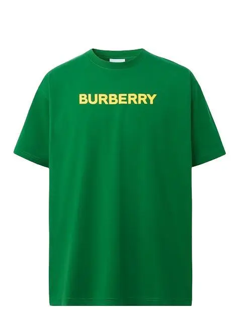 Burberry Logo Print Cotton Oversized T-shirt - Ivy Green/yellow
