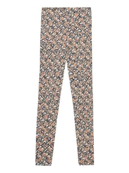 Burberry Madden Monogramprint Highrise Stretchwoven Leggings - White/beige
